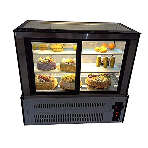 INTBUYING 36'' Countertop Refrigerated Cake Showcase Bakery Display Case Glass Display Case 220V (right angle back door)