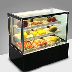 INTBUYING 36'' Countertop Refrigerated Cake Showcase Bakery Display Case Glass Display Case 220V (right angle back door)