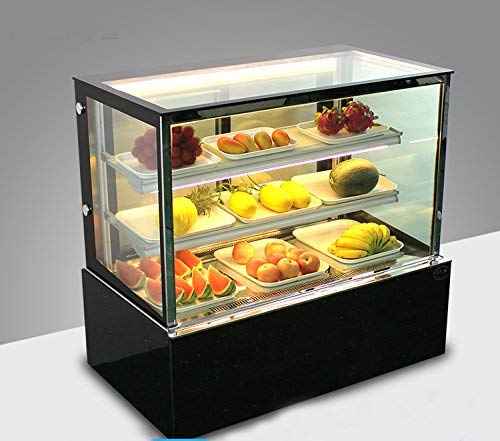 INTBUYING 36'' Countertop Refrigerated Cake Showcase Bakery Display Case Glass Display Case 220V (right angle back door)