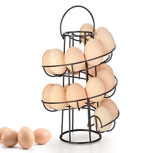 OBVIS Spiral Egg Skelter Dispenser Rack Metal Storage Holder Display Countertop Black