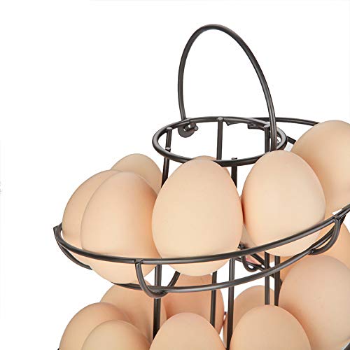 OBVIS Spiral Egg Skelter Dispenser Rack Metal Storage Holder Display Countertop Black