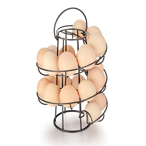 OBVIS Spiral Egg Skelter Dispenser Rack Metal Storage Holder Display Countertop Black