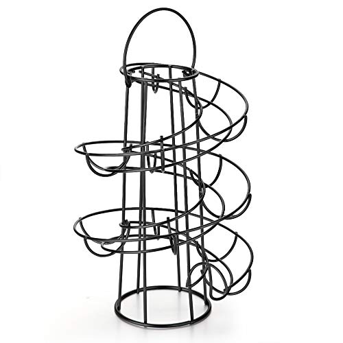 OBVIS Spiral Egg Skelter Dispenser Rack Metal Storage Holder Display Countertop Black