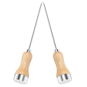 motzu 2 pieces ice picks stainless steel with wooden handle for kitchen restaurant bar home