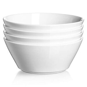 dowan 32 oz large soup bowls set of 4 - white ceramic bowls for ramen, cereal, pasta, salad, fruit - dishwasher & microwave safe