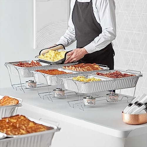 Disposable Chafing Dish Buffet Set, Food Warmers for Parties, 30 Pcs Buffet Servers and Warmers, Catering Supplies, Pans (9x13), Warming Trays for Food, with Covers, Utensils, Lids & Sterno Fuel Cans