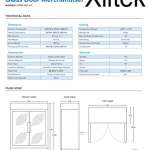 Xiltek Double Door Upright Commercial Display Freezer - Large Capacity Glass Door Merchandiser Freezer 45 CU Ft.