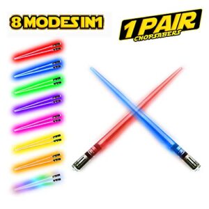 LIGHTSABER CHOPSTICKS LIGHT UP STAR WARS LED Glowing Light Saber Chop Sticks REUSABLE Sushi Lightup Sabers - 8 COLOR MODES 1 Pair