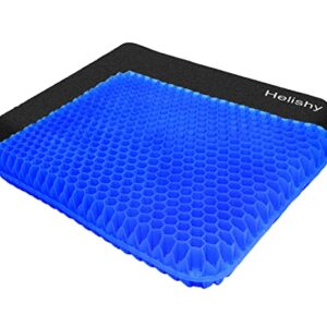 Gel Seat Cushion - 1.65inch Double Thick Egg Seat Cushion with Non-slip Cover - Coccyx Cushion for Back & Sciatica Pain - Office chair Car Seat Cushion - Honeycomb Breathable Design, Durable, Portable