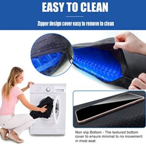 Gel Seat Cushion - 1.65inch Double Thick Egg Seat Cushion with Non-slip Cover - Coccyx Cushion for Back & Sciatica Pain - Office chair Car Seat Cushion - Honeycomb Breathable Design, Durable, Portable