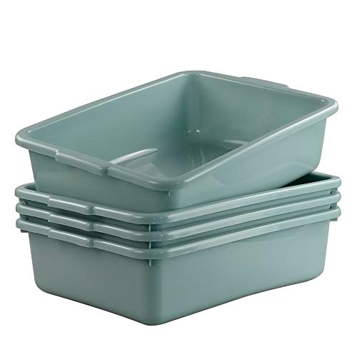 Utiao 4 Pack Versatile Plastic Bus Box, 8 L Small Commercial Bus Tubs, 14.85" x 10.8" x 4.1"