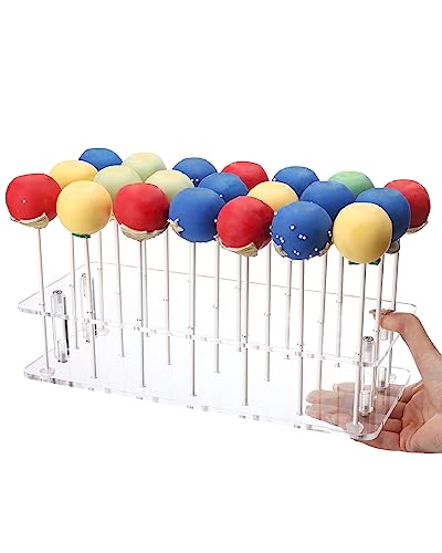 Goabroa Cake Pop Stand, 21 Holes Clear Acrylic Cakepops Display Stand, Visually Appealing Transparent 21 Holders Party Cake pop Lollipop Stand