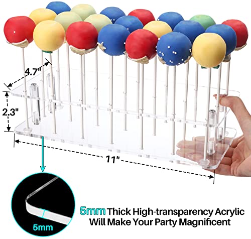 Goabroa Cake Pop Stand, 21 Holes Clear Acrylic Cakepops Display Stand, Visually Appealing Transparent 21 Holders Party Cake pop Lollipop Stand