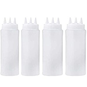 4pcs 16oz/450ml 3-hole plastic squeeze condiment bottles for sauce oil vinegar ketchup mustard salad dressing kitchen accessories kangkang