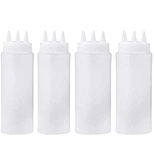 4PCS 16OZ/450ml 3-Hole Plastic Squeeze Condiment Bottles for Sauce Oil Vinegar Ketchup Mustard Salad Dressing Kitchen Accessories Kangkang