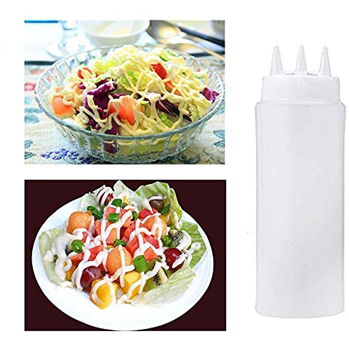 4PCS 16OZ/450ml 3-Hole Plastic Squeeze Condiment Bottles for Sauce Oil Vinegar Ketchup Mustard Salad Dressing Kitchen Accessories Kangkang