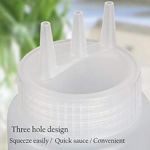 4PCS 16OZ/450ml 3-Hole Plastic Squeeze Condiment Bottles for Sauce Oil Vinegar Ketchup Mustard Salad Dressing Kitchen Accessories Kangkang