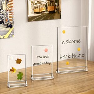 NIUBEE 6Pack 4x6 Clear Acrylic Sign Holder with Sliver Borders and Vertical Stand, Double Sided Table Menu Holders Picture Frames for Wedding Table Numbers, Restaurant Signs, Photos and Art Display