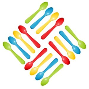 plaskidy plastic toddler spoons - set of 16 kids spoons bpa free/dishwasher safe toddler utensils set brightly colored kid spoons flatware set great for kids and toddlers spoon