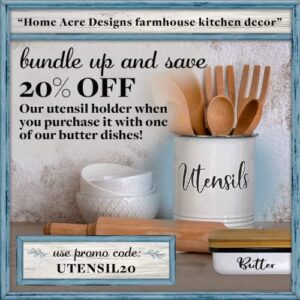 Home Acre Designs Butter Dish with Lid for Countertop - Unbreakable Metal Container & Covered Mess-Free Butter Keeper - Large Vintage Farmhouse Style Dishes