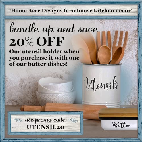 Home Acre Designs Butter Dish with Lid for Countertop - Unbreakable Metal Container & Covered Mess-Free Butter Keeper - Large Vintage Farmhouse Style Dishes