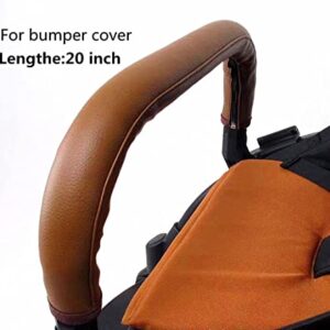 MINILUJIA Removable Zipper PU Leather Bumper Handlebar Sleeve for Baby Stroller Dust-Proof Cover Armrest Bumper Protect Case Specifical for Babyzen yoyo (Brown)