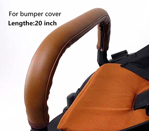 MINILUJIA Removable Zipper PU Leather Bumper Handlebar Sleeve for Baby Stroller Dust-Proof Cover Armrest Bumper Protect Case Specifical for Babyzen yoyo (Brown)