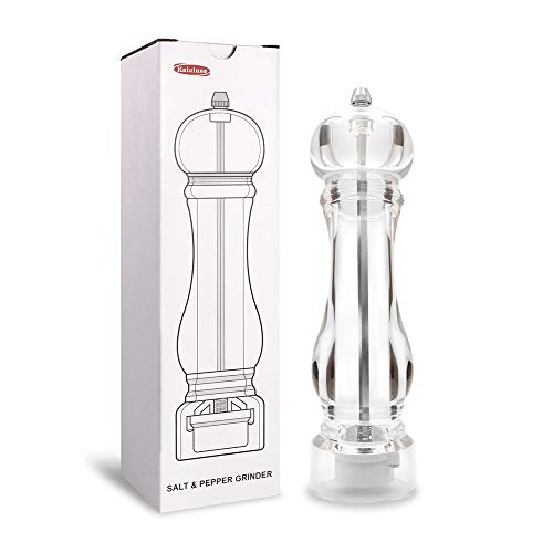 Kaiciuss Salt Pepper Grinder Mill Arcylic,the Best Peppercorn Grinder with Adjustable Mill-Clear