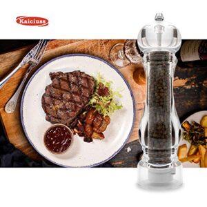 Kaiciuss Salt Pepper Grinder Mill Arcylic,the Best Peppercorn Grinder with Adjustable Mill-Clear