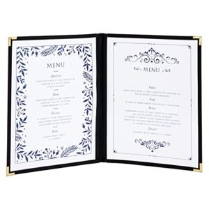 12 Pack Clear Restaurant Menu Covers, Letter Size Holders with Double Panels, Metal Corners (8.5 x 11 in)