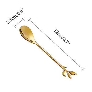 Stainless Steel Leaf Coffee Spoon, SZBAIDEKJ 10 Pcs Creative Tableware Dessert Spoons, Stirring, Mixing, Sugar, Stir, Ice Cream Teaspoon Set