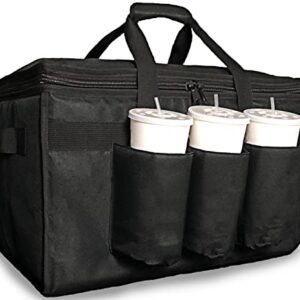 FRESHIE Insulated Food Delivery Bag with Cup Holders/Drink Carriers Premium XXL, Great for Beverages, Grocery, Pizza, Commercial Quality Hot and Cold (XL Pro)