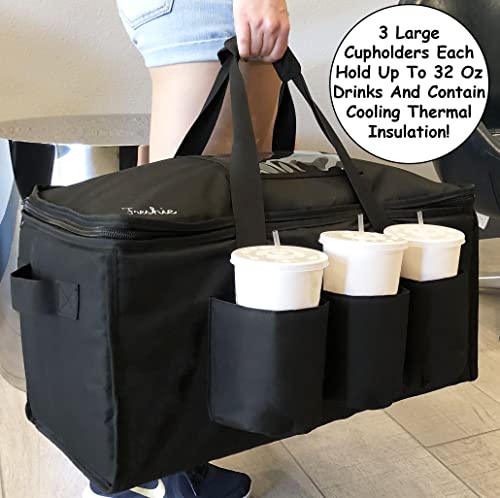 FRESHIE Insulated Food Delivery Bag with Cup Holders/Drink Carriers Premium XXL, Great for Beverages, Grocery, Pizza, Commercial Quality Hot and Cold (XL Pro)