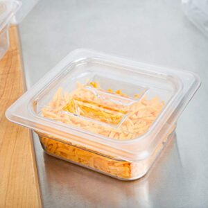 YBSVO 1/6 Size Clear Polycarbonate Food Pan Lid with Handle- Pack of 6