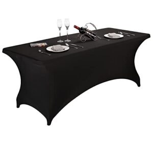 lzy spandex fitted stretch table cover for 6 ft or 4ft or 8ft folding table, rectangular cocktail tablecloth, perfect for party or banquet