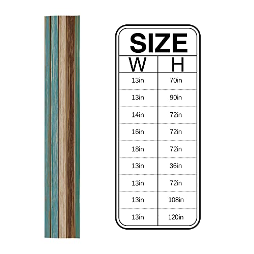 Farmhouse Table Runners 72 Inches Long,Rustic Teal Table Runner Turquoise Blue Green Brown Wood Striped Cotton Linens Burlap Dresser Scarves Table Decor for Kitchen Dining Room Coffee Table