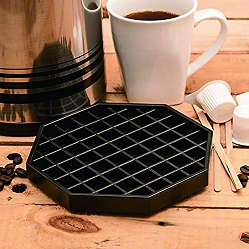 Octagon Coffee Drip Tray by Hard Black Plastic for Coffee Countertop (4" - 4 Pcs)