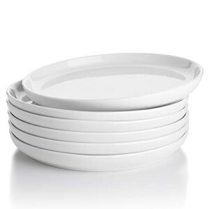 sweese 155.001 porcelain round dessert salad plates - 7.4 inch - set of 6, white