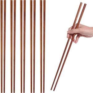 donxote cooking chopsticks, extra long wooden kitchen frying chopstick 16.5 inches - brown(6-pairs)