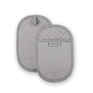 kitchenaid asteroid oval pot holder set, 6.5"x10", grey, 2 piece