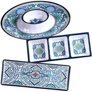 cerified international talavera 3-piece melamine hostess/serving, set, multicolored