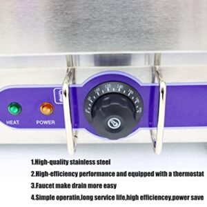 INTBUYING 110V 1500W 1/3 GN 6 Pan Electric Commercial Food Soup Warmer Steam Table Steamer 12x5.5x6inch Pan Double Row for Catering and Restaurants