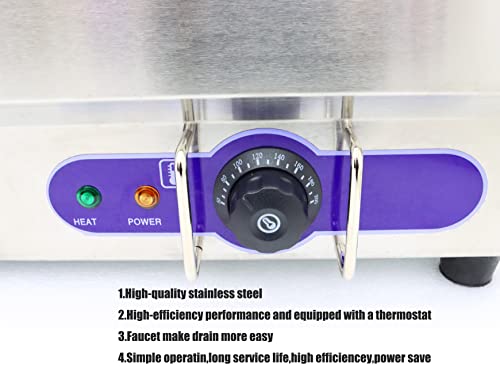 INTBUYING 110V 1500W 1/3 GN 6 Pan Electric Commercial Food Soup Warmer Steam Table Steamer 12x5.5x6inch Pan Double Row for Catering and Restaurants