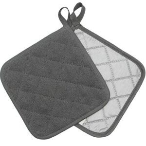 Cotton Pot Holders Cotton Made Machine Washable Heat Resistant Everyday Kitchen Basic Terry Pot Holder, Hot Pads, Trivet for Cooking and Baking Set of 4 (Grey)