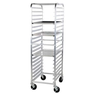 new 1dealz 36527 commercial-grade aluminum 20-tier sheet pan/bun pan rack, 26" l x 20" w x 69" h with brake wheels