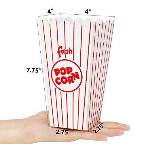 Eupako Popcorn Boxes 50 Pack 7.75 Inch Open-Top Paper Popcorn Box Great for Movie Night or Movie Party Theme, Theater Themed Decorations or Carnival Party Circus Box etc.