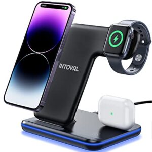 Intoval Charging Station for Apple iPhone/iWatch/Airpods, 3 in 1 Wireless Charger for iPhone 14/13/12/11/XS/XR/XS/X/8, iWatch 8/Ultra/7/6/SE/5/4/3/2, Airpods Pro2/Pro1/3/2/1 (Z5,Black)