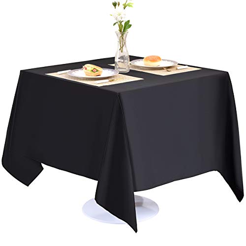 FURNLIK EVENTSDECO Square Tablecloth Black Polyester Table Cloth 200 GSM 52x52 Fabric Table Cloths for Banquet Buffet Kitchen Dining and Party