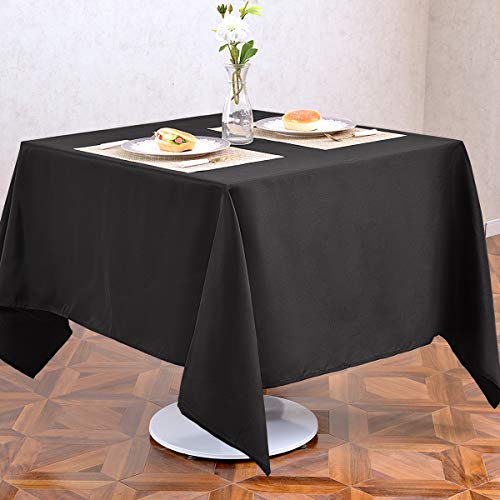 FURNLIK EVENTSDECO Square Tablecloth Black Polyester Table Cloth 200 GSM 52x52 Fabric Table Cloths for Banquet Buffet Kitchen Dining and Party