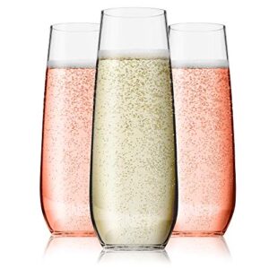 vivocci unbreakable heavy duty reusable plastic stemless champagne flutes 8.5oz ideal for cocktails & sparkling wine perfect for wedding parties | tritan glassware | dishwasher safe glasses | set of 6